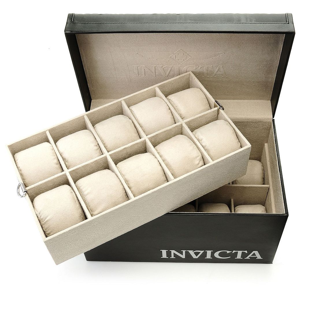 NEW Invicta 20 Slot Collector's Watch Storage Box Leatherette Exterior ...